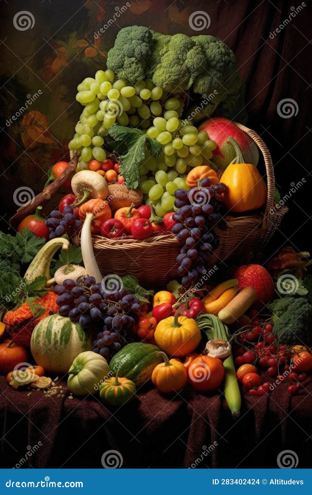 Cornucopia Filled with Fruits and Vegetables Stock Illustration ...
