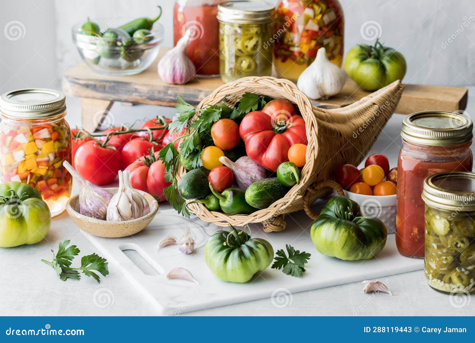 A Cornucopia Filled with Vegetables with Vegetable Preserves and ...