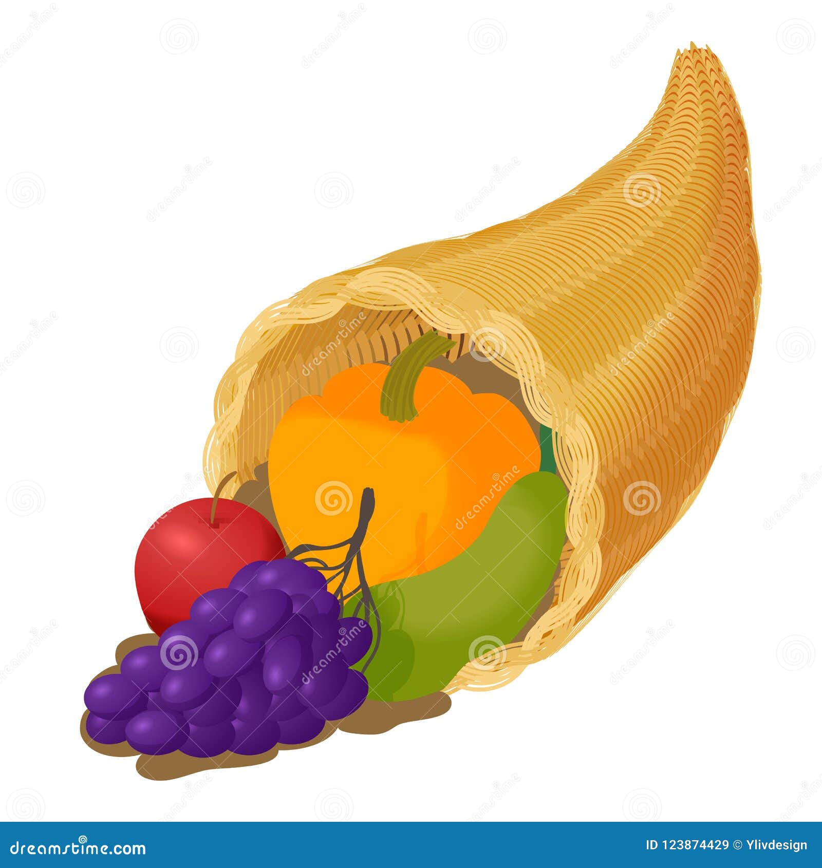Cornucopia With Fruit Cartoon Vector | CartoonDealer.com #22024087
