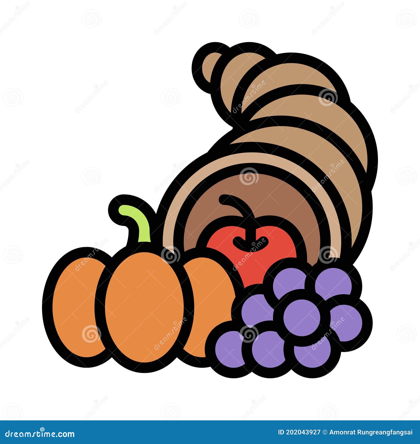 Cornucopia With Fruit Cartoon Vector | CartoonDealer.com #22024087