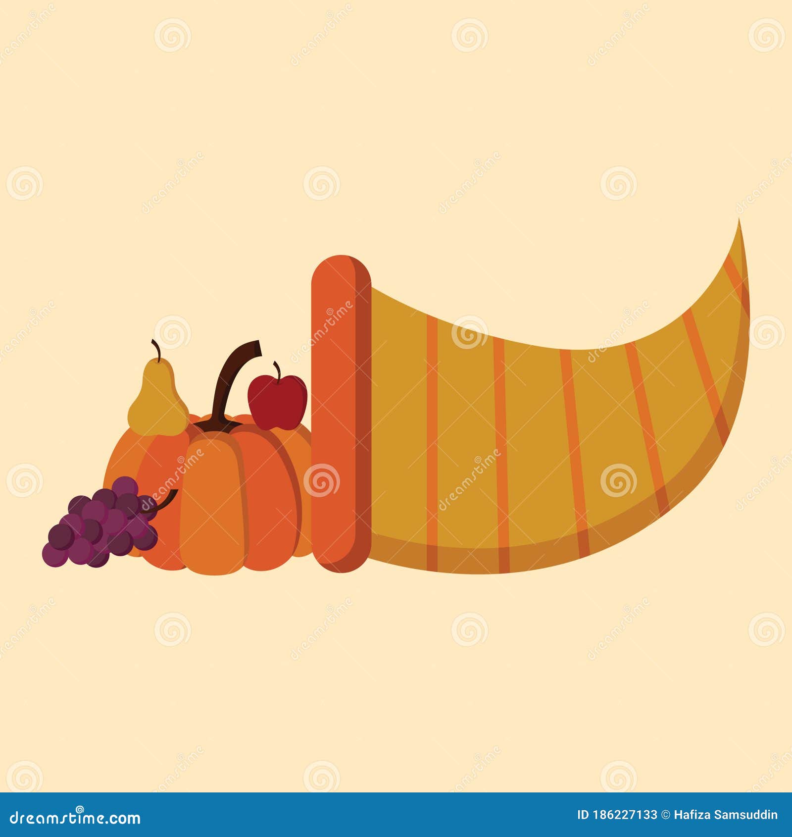 Cornucopia with Fruits. Vector Illustration Decorative Design Stock ...
