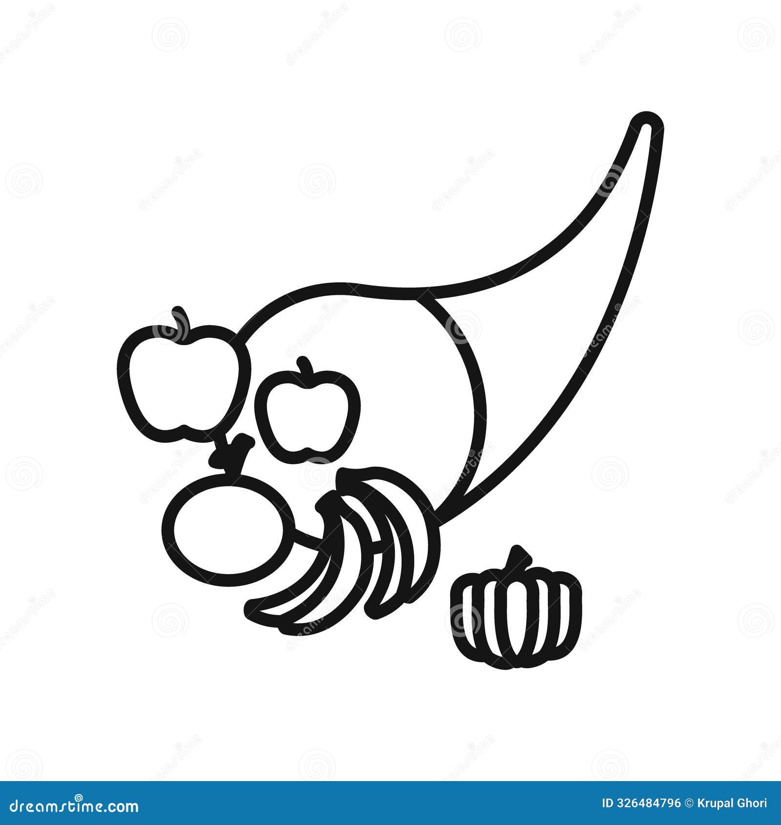 Cornucopia Icon Black Line Art Vector Stock Vector - Illustration of ...