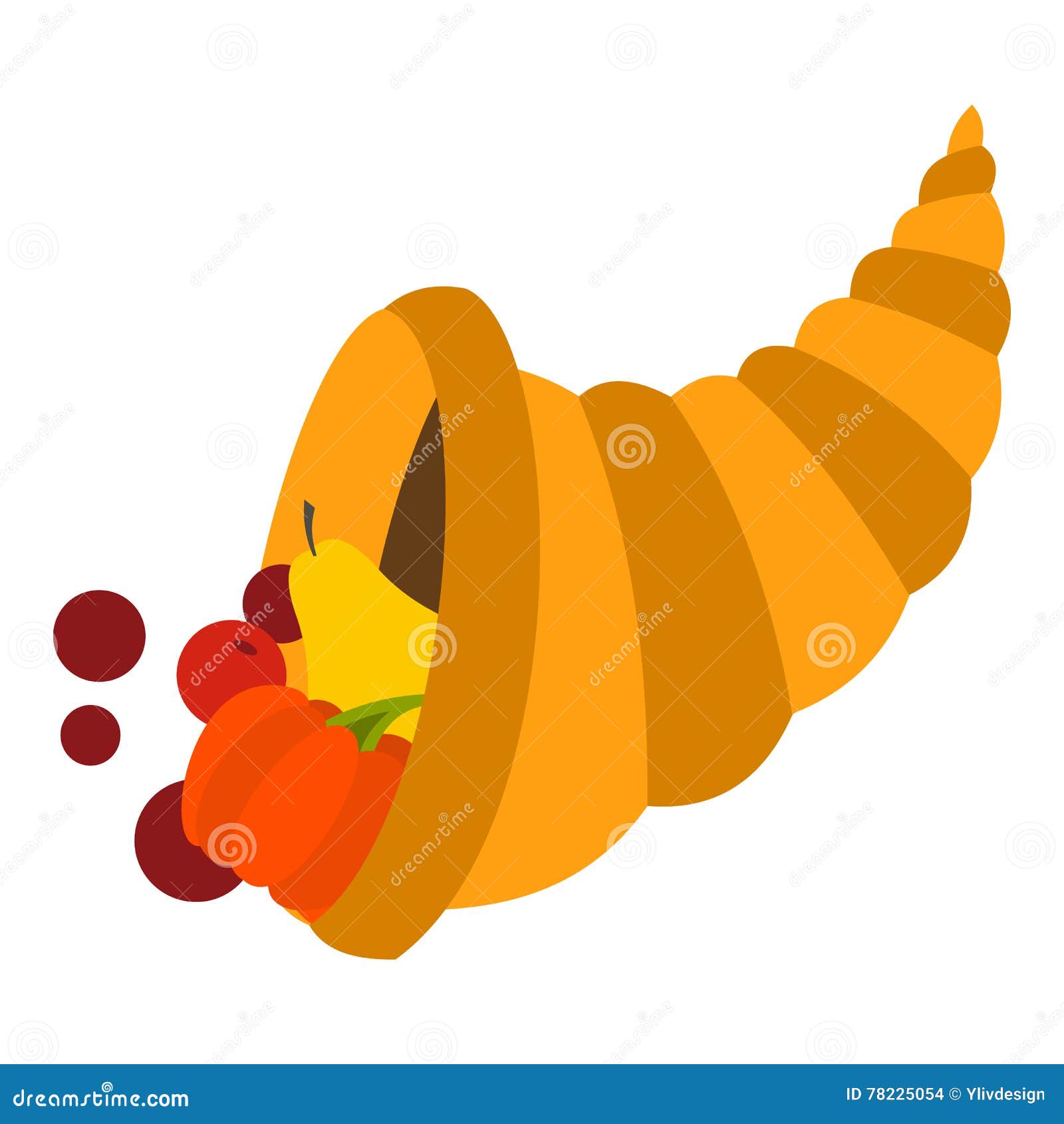 Cornucopia Icon, Flat Style Stock Illustration - Illustration of apple ...