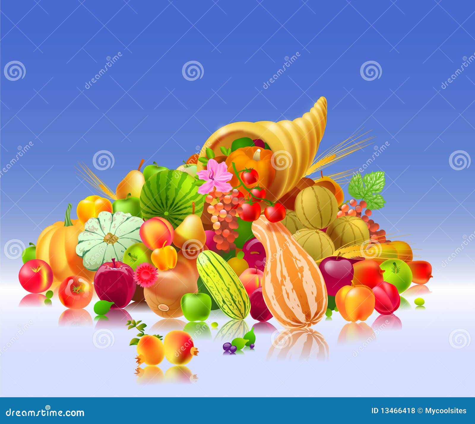 Cornucopia Illustration stock illustration. Illustration of fruits ...