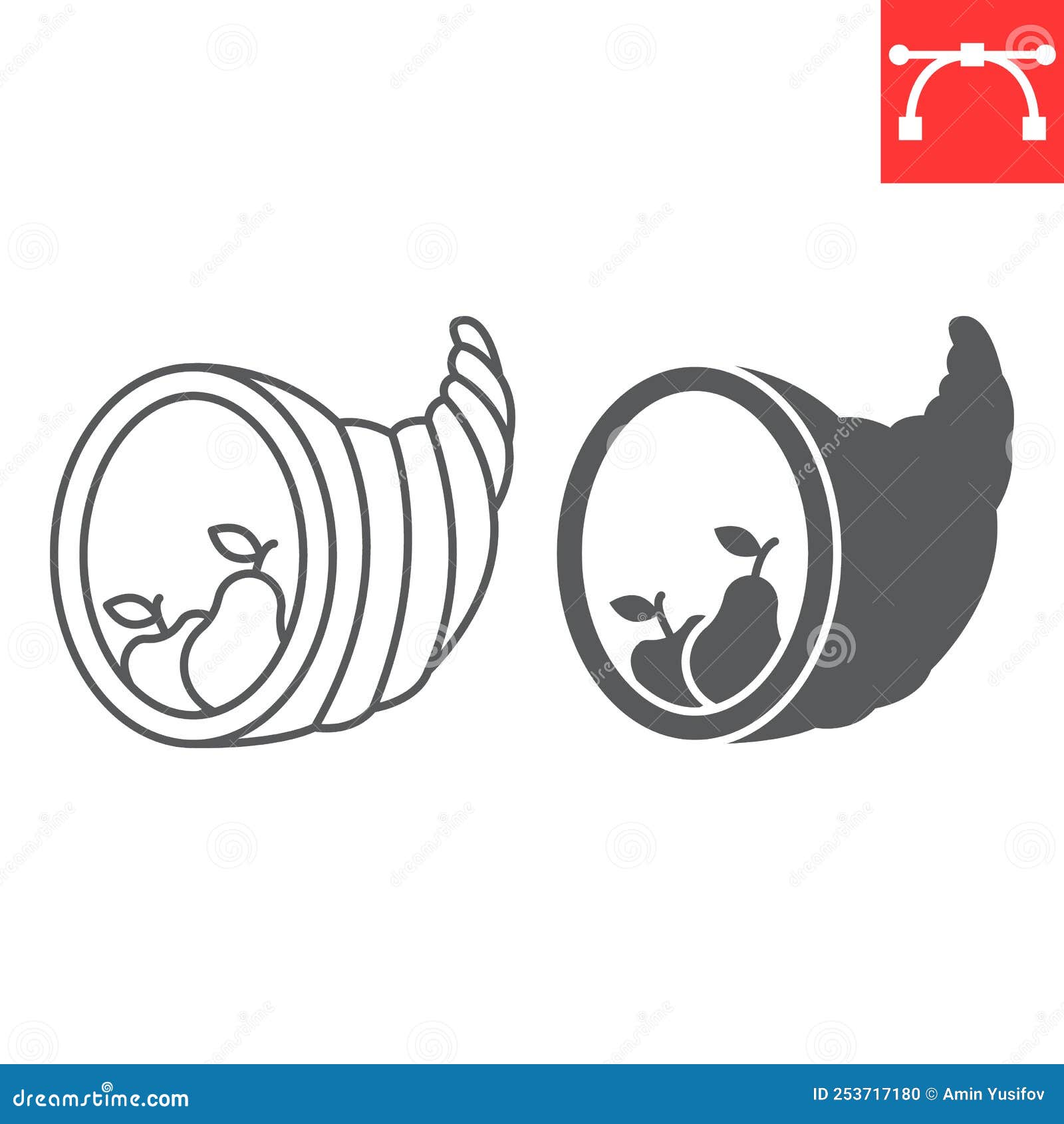 Cornucopia Line and Glyph Icon Stock Vector - Illustration of vector ...