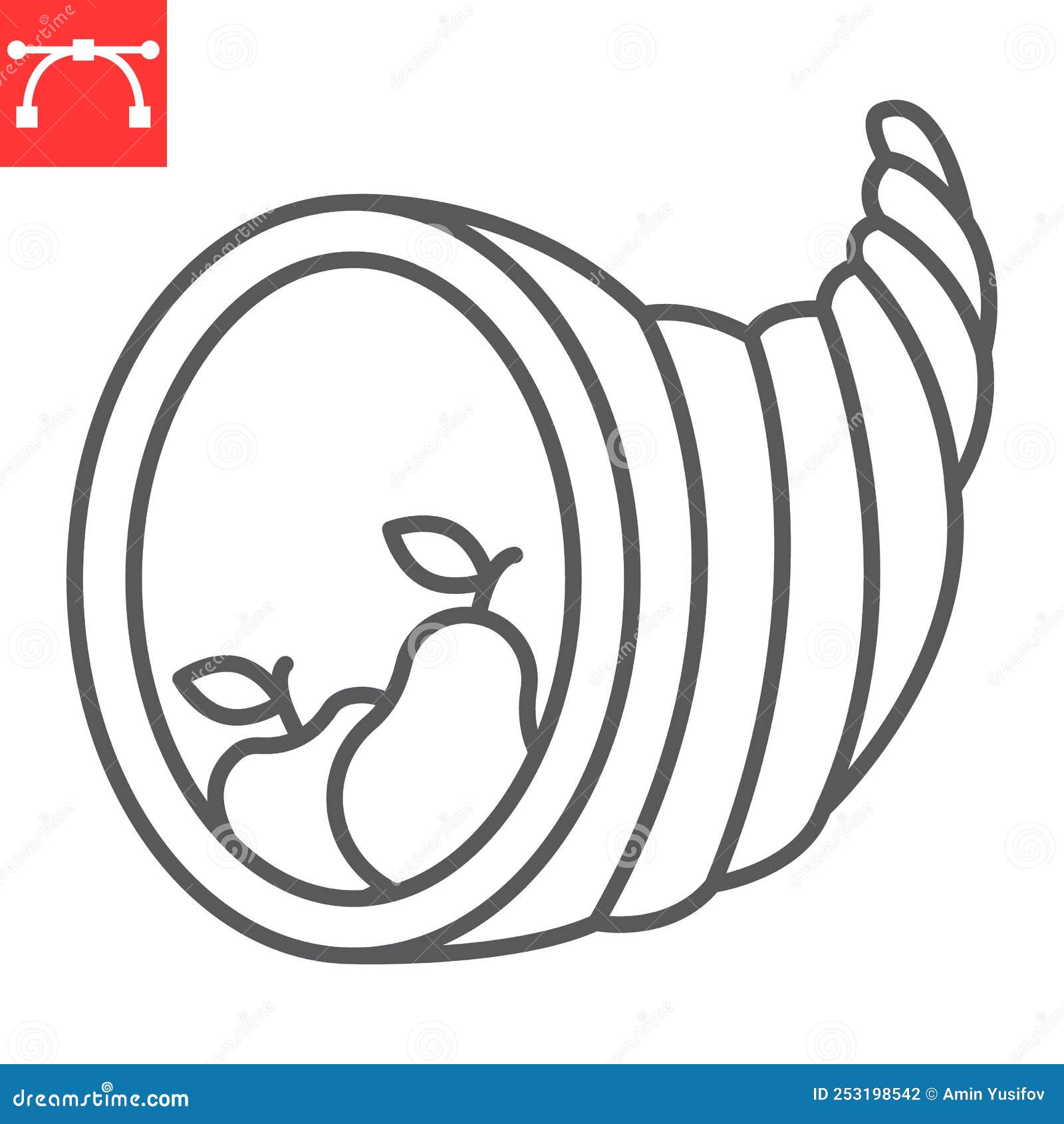 Cornucopia line icon stock vector. Illustration of logo - 253198542