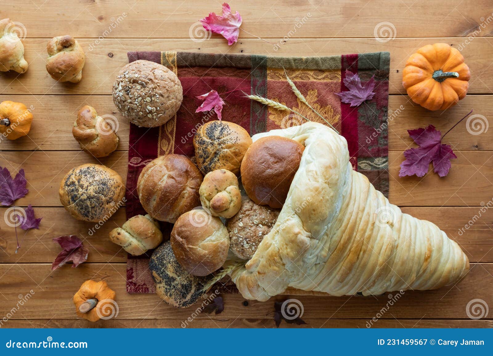 A Cornucopia Made of Bread Filled with a Variety of Rolls. a ...