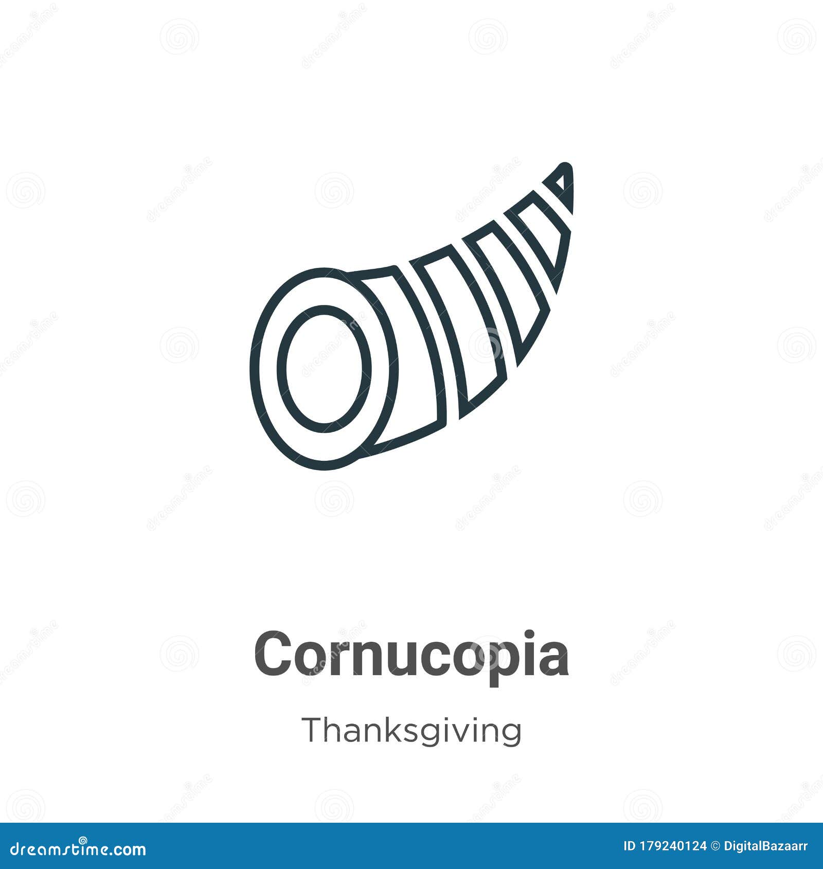 Cornucopia Outline Vector Icon. Thin Line Black Cornucopia Icon, Flat ...