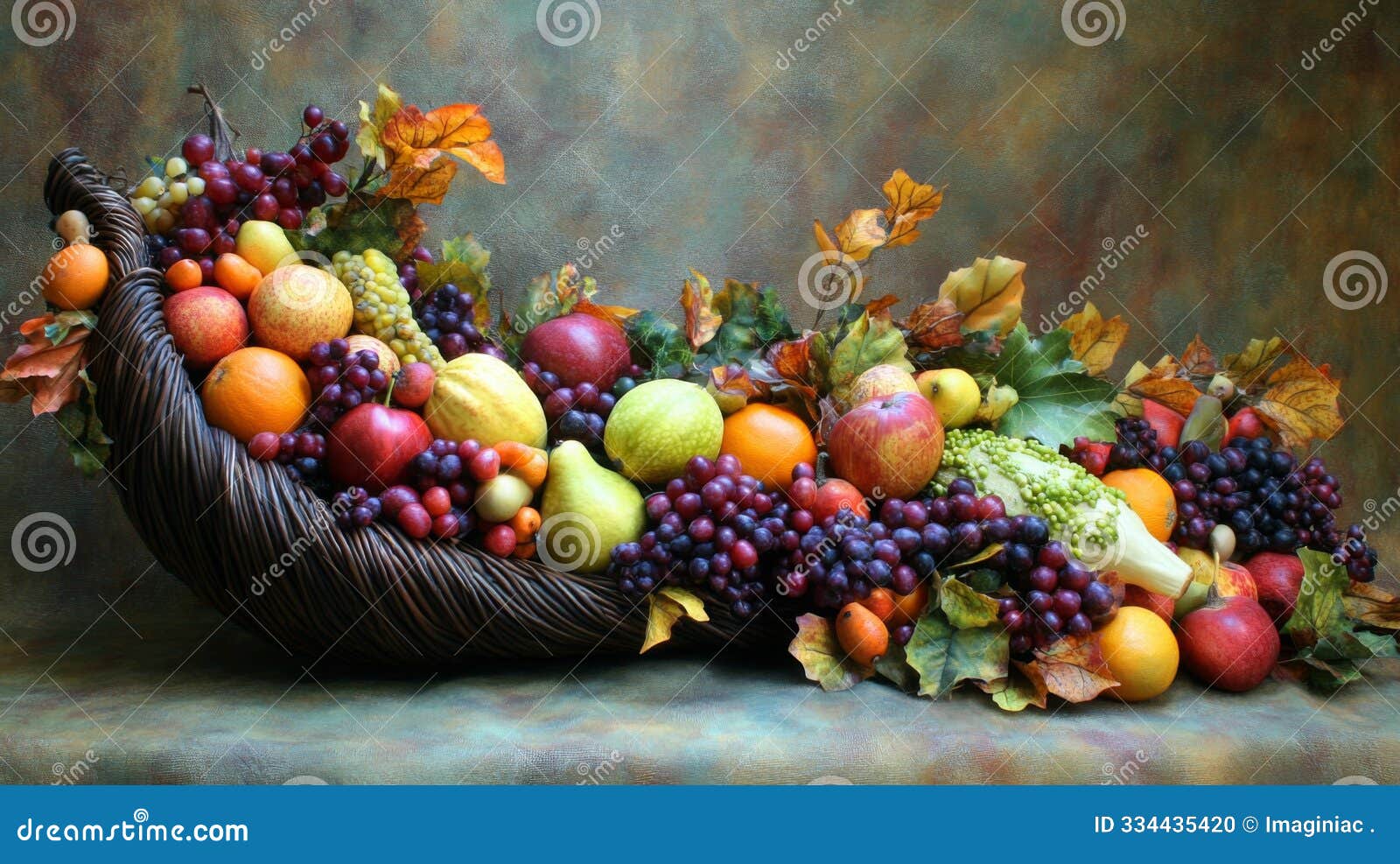A Cornucopia Overflowing with Autumn Fruits Stock Illustration ...