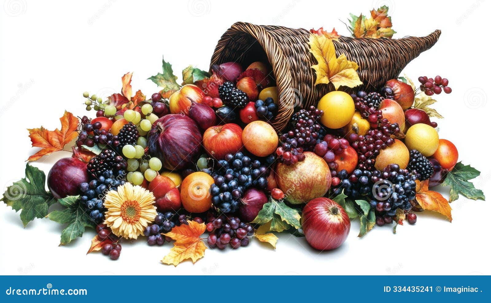 Cornucopia Overflowing With Fruits Watercolor Border Frame Stock Photo ...