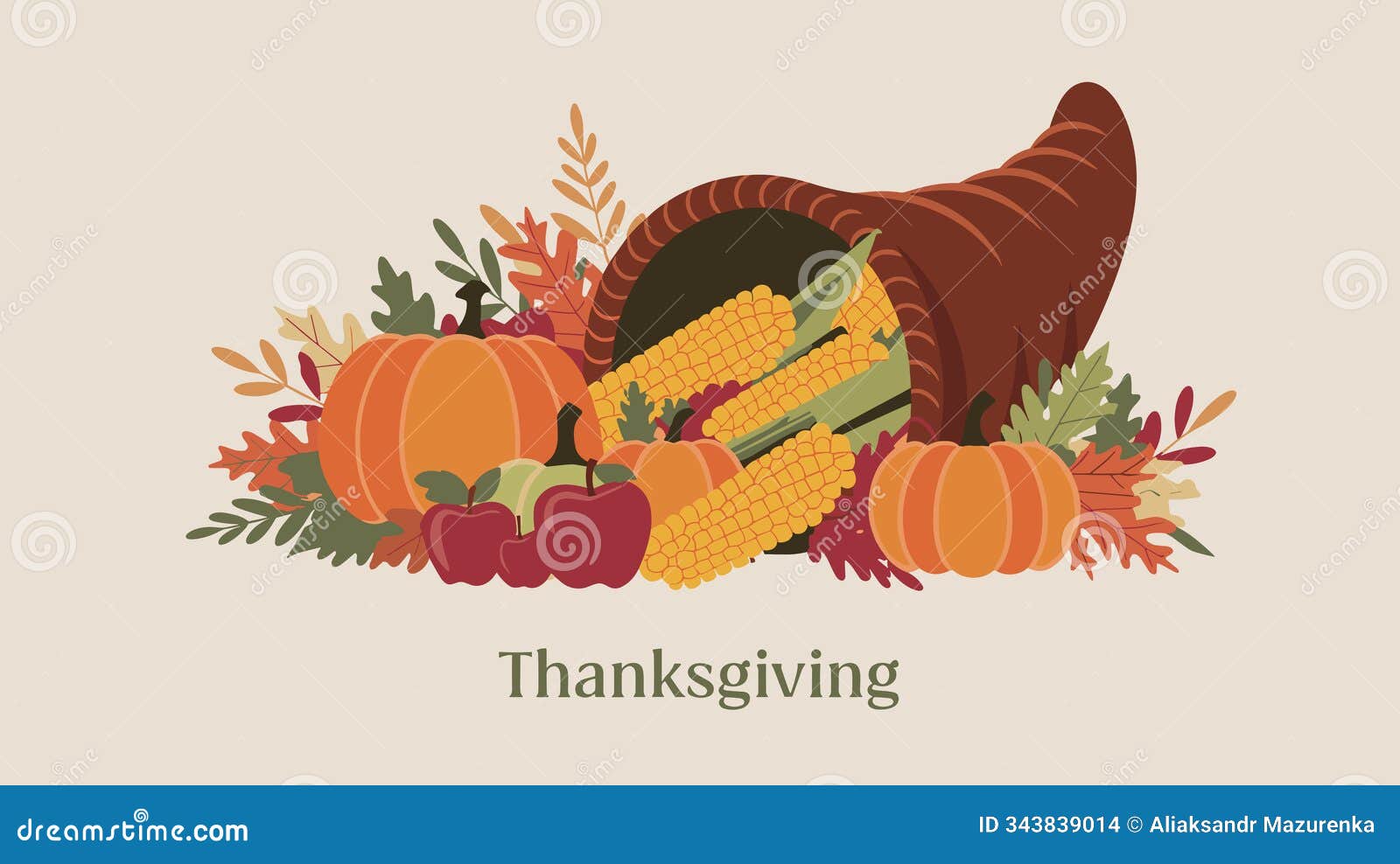 Cornucopia Overflowing with Autumn Harvest and Pumpkin, Space for ...