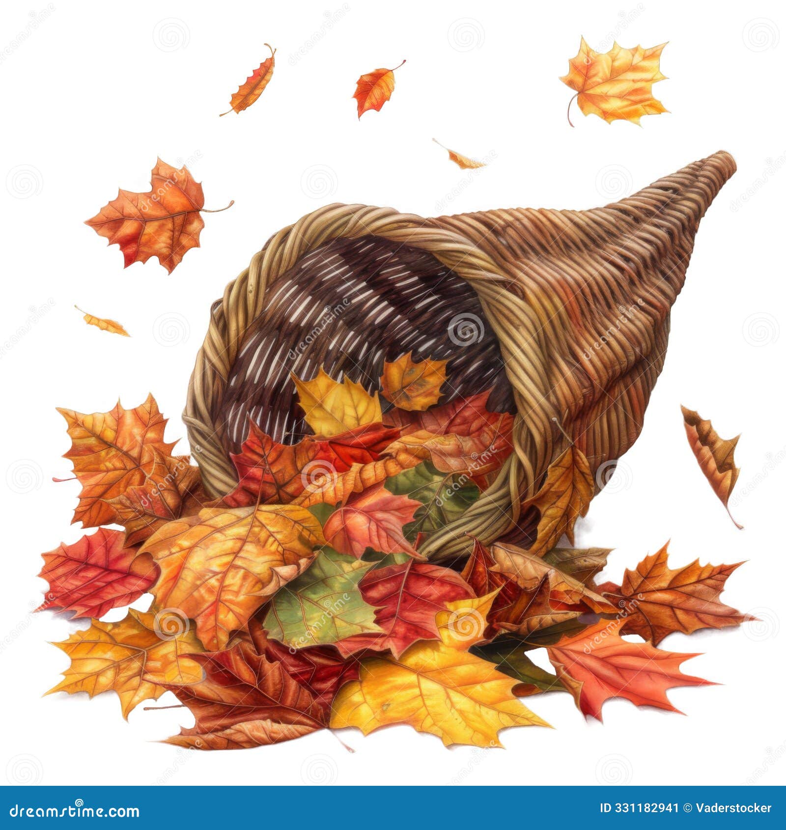 Cornucopia Overflowing With Fruits Watercolor Border Frame Stock Photo ...