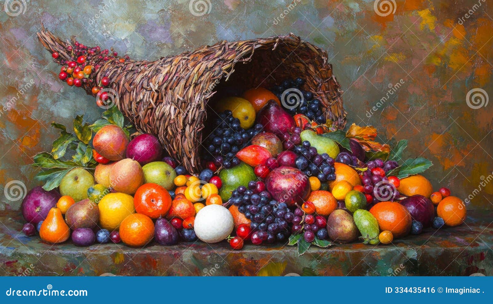 A Cornucopia Overflowing with Colorful Fruits and Berries Stock ...