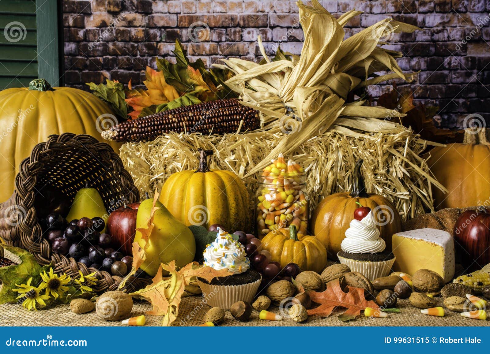 Cornucopia stock image. Image of rustic, brick, autumn - 99631515