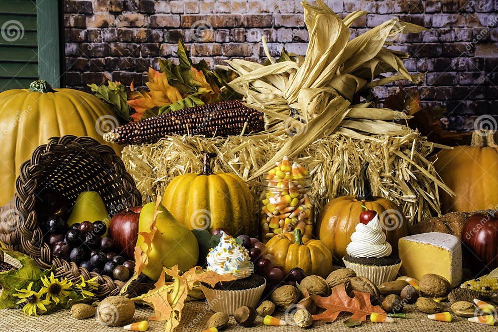 Cornucopia stock image. Image of rustic, brick, autumn - 99631515
