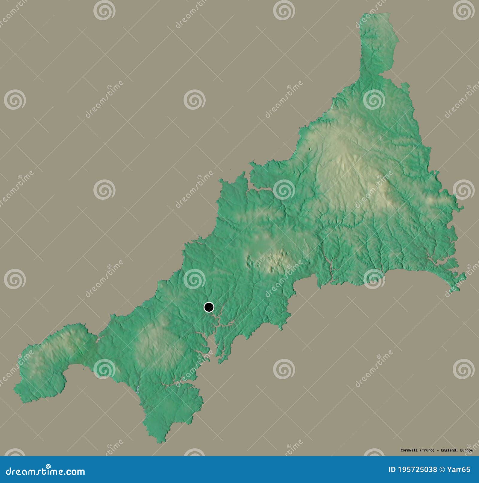 Cornwall, Administrative County of England, on Solid. Relief Stock ...