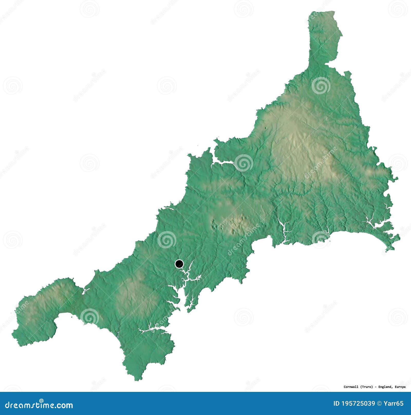 Cornwall, Administrative County of England, on White. Relief Stock ...