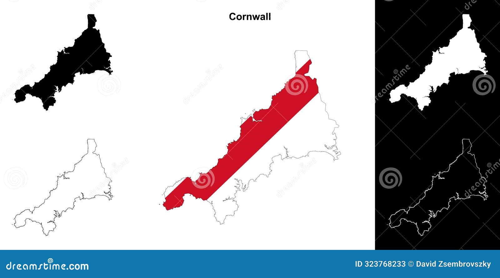 Cornwall outline map stock vector. Illustration of united - 323768233