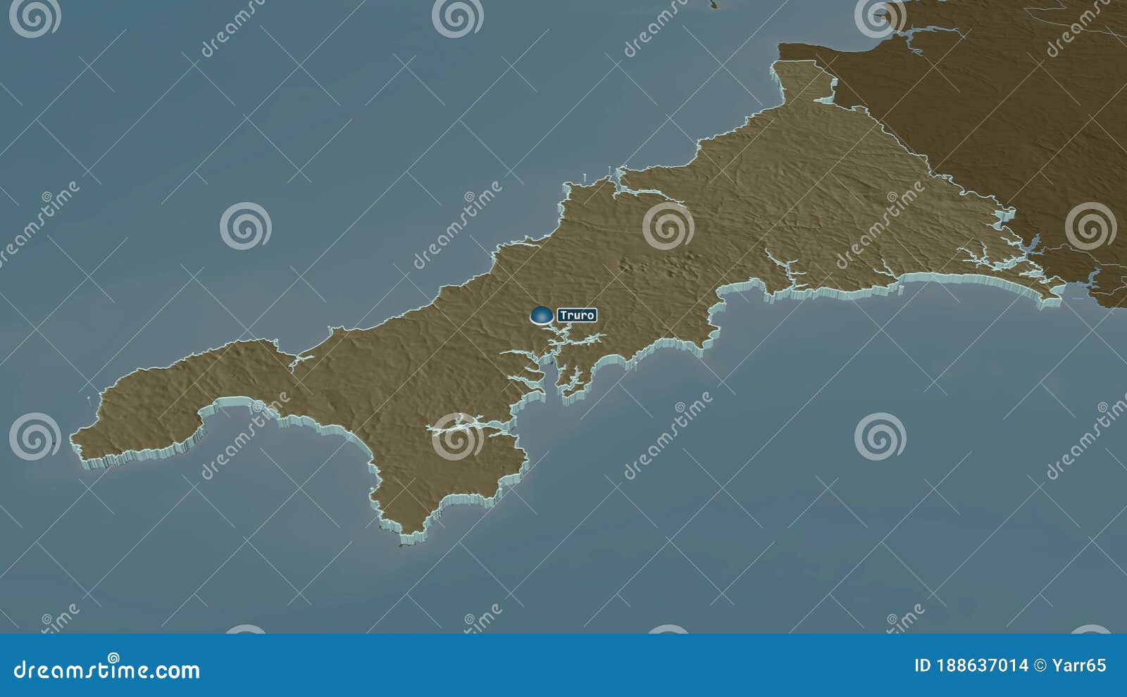 Cornwall, England - Extruded with Capital. Administrative Stock ...