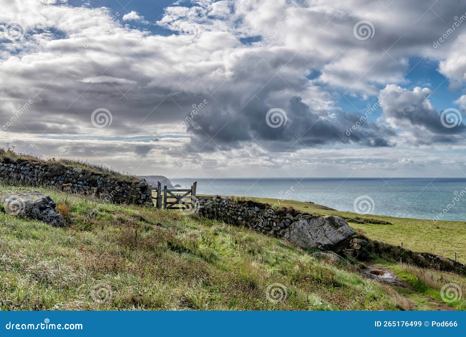Cornwall Lizard Peninsular and Cornish Coastal Footpath Stock Image ...
