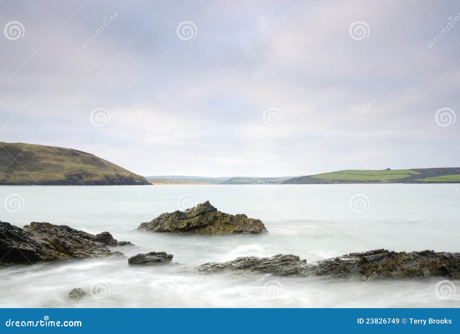 Cornwall Seascape of Damer Bay Stock Image - Image of cornish, beach ...