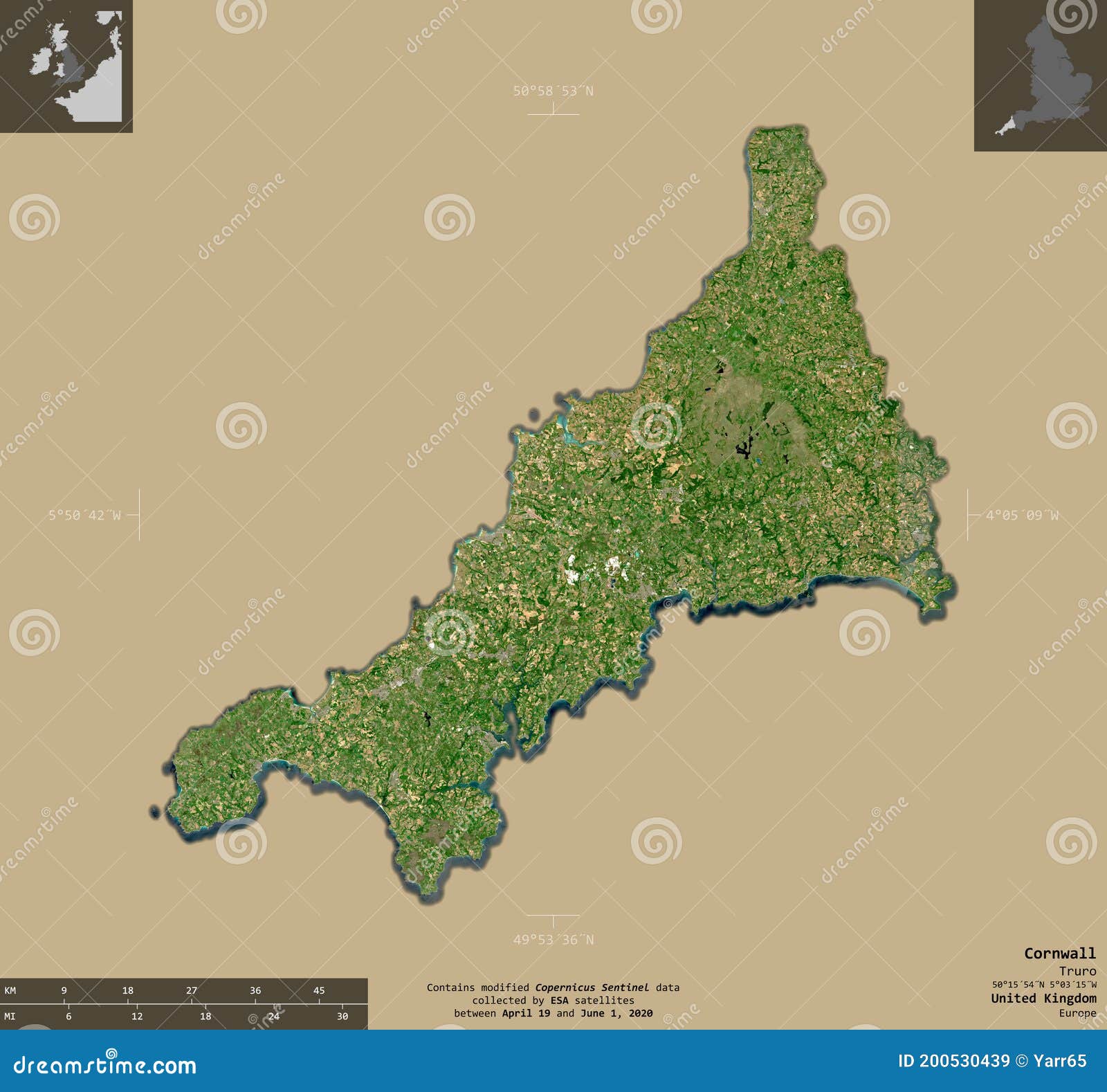 Cornwall, United Kingdom - Composition. Sentinel-2 Satellite Stock ...