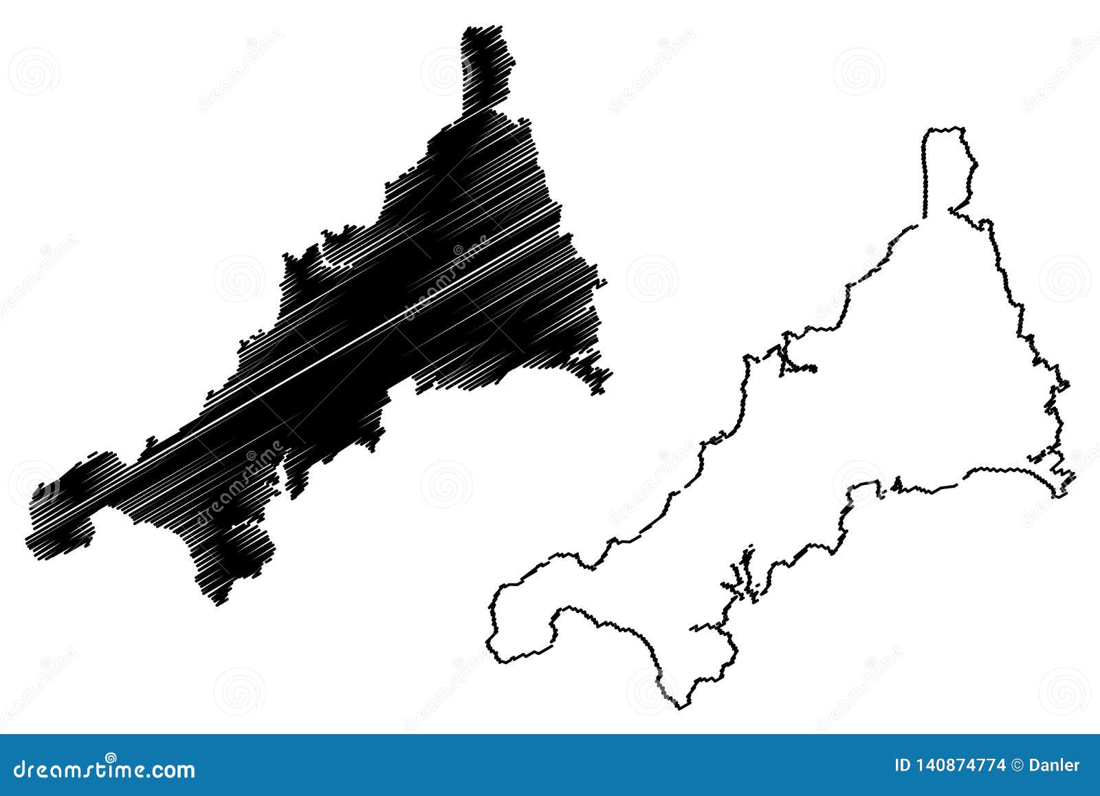 Cornwall map vector stock vector. Illustration of flat - 140874774