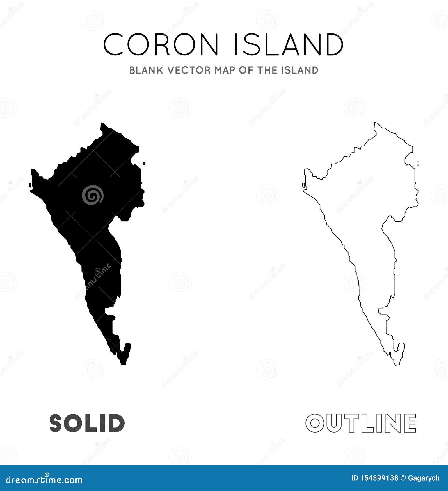 Coron Island map. stock vector. Illustration of black - 154899138