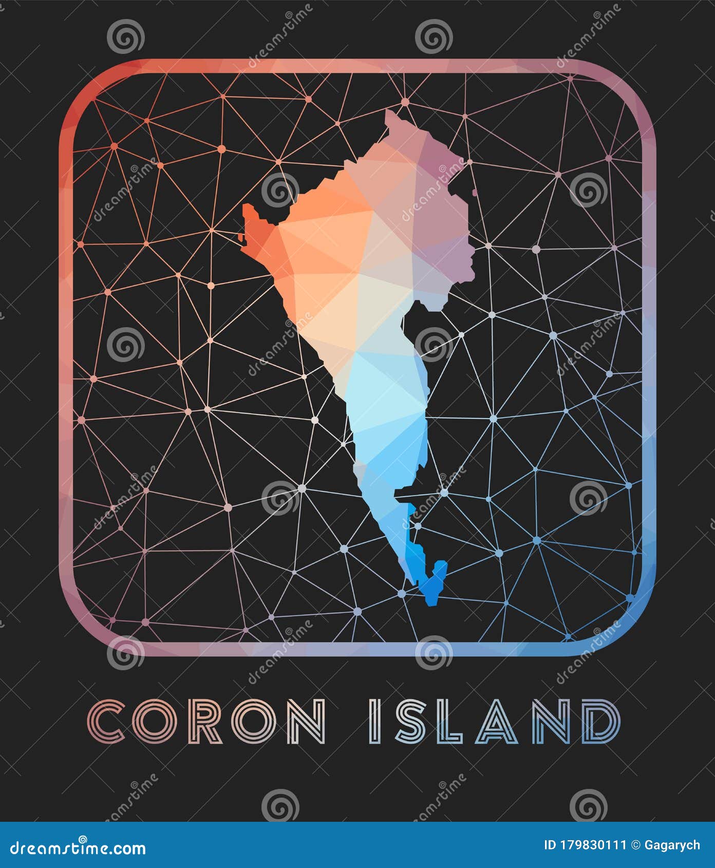 Coron Island map design. stock vector. Illustration of abstract - 179830111