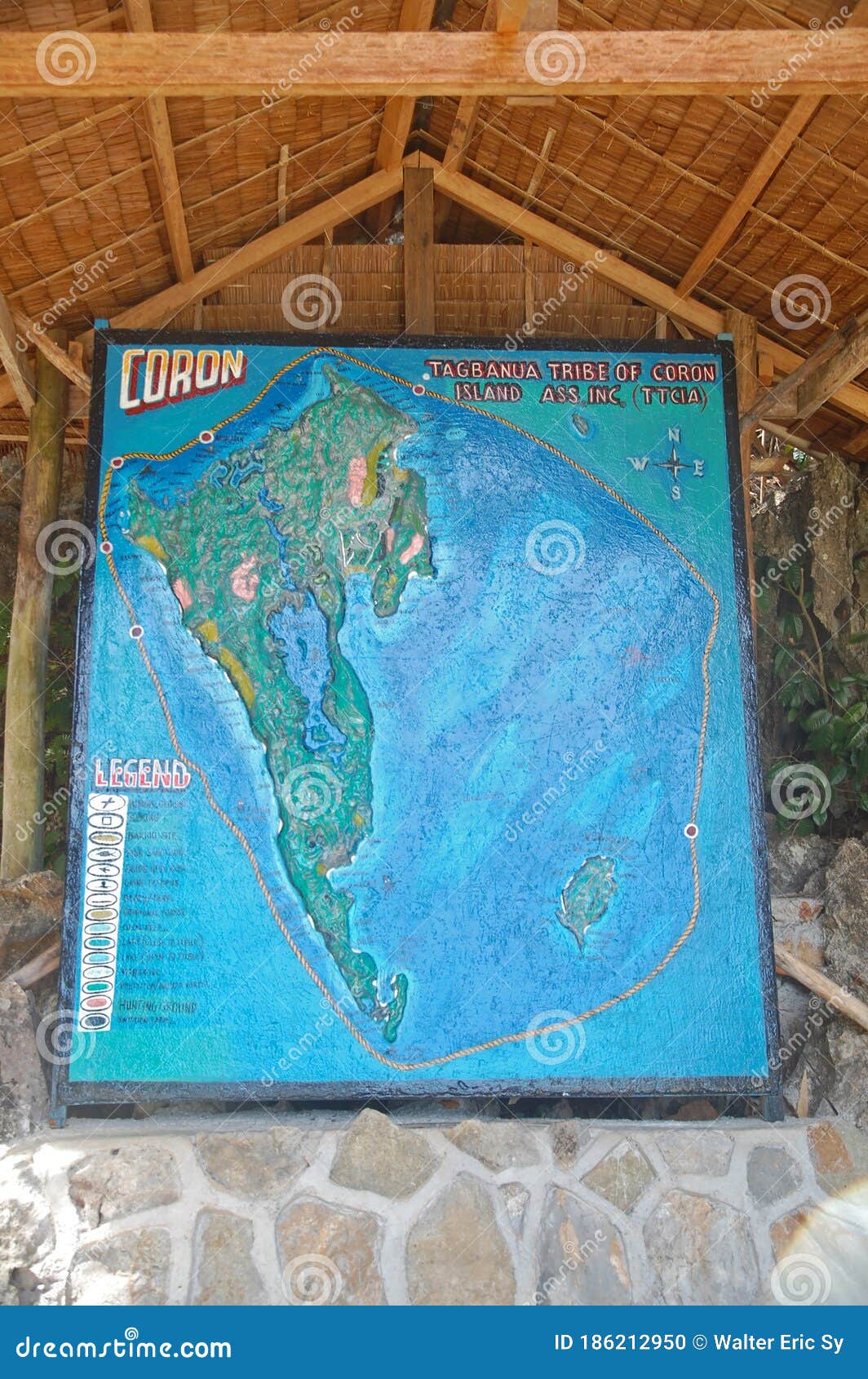 Coron Map at Kayangan Lake in Coron, Palawan, Philippines Editorial ...