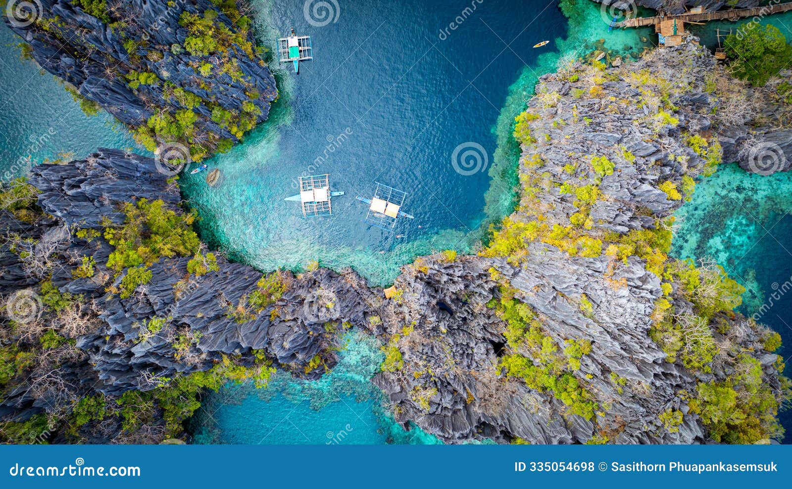 Coron, Palawan, Philippines, Aerial View of Beautiful Lagoon Stock ...