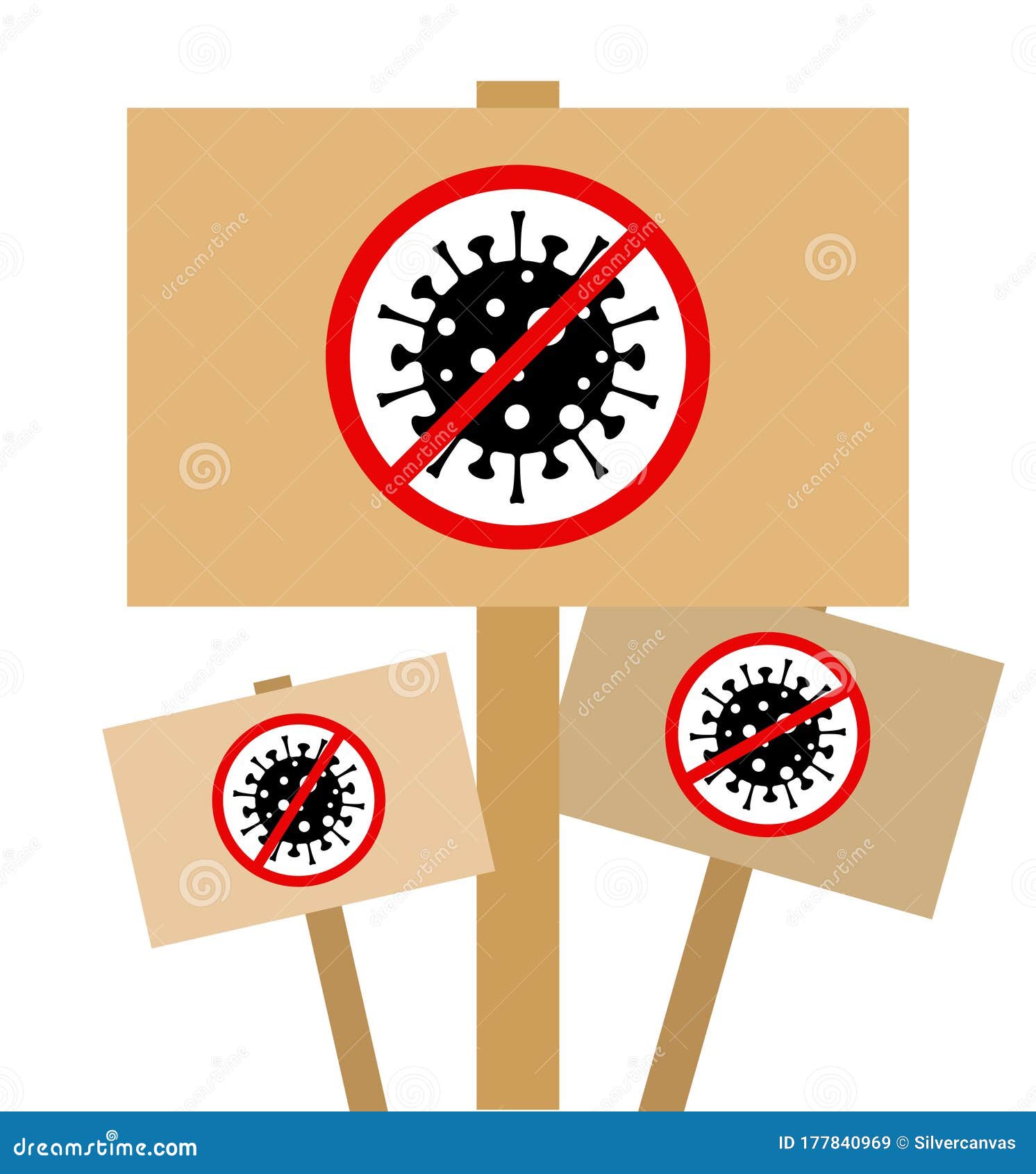 No Entry To Coronavirus, Placard Stock Illustration - Illustration of ...