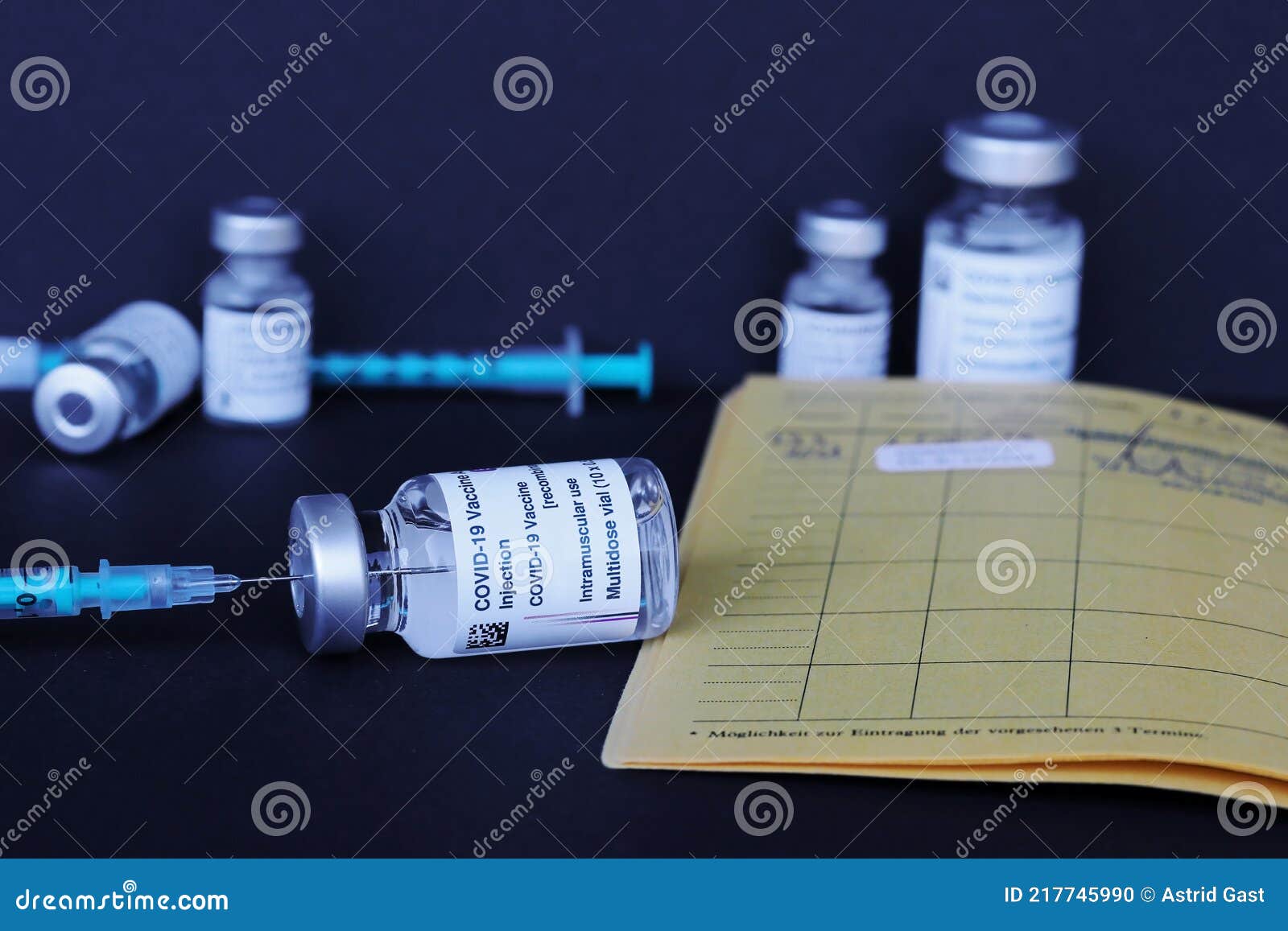 Corona Covid-19 Vaccination with Vaccination Card, Vaccination Bottles ...