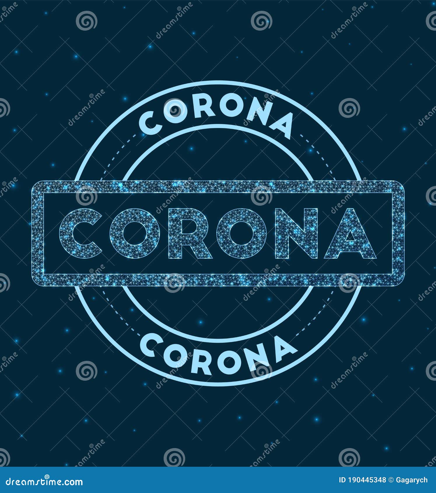 Corona. Glowing Round Badge Stock Vector - Illustration of icon ...