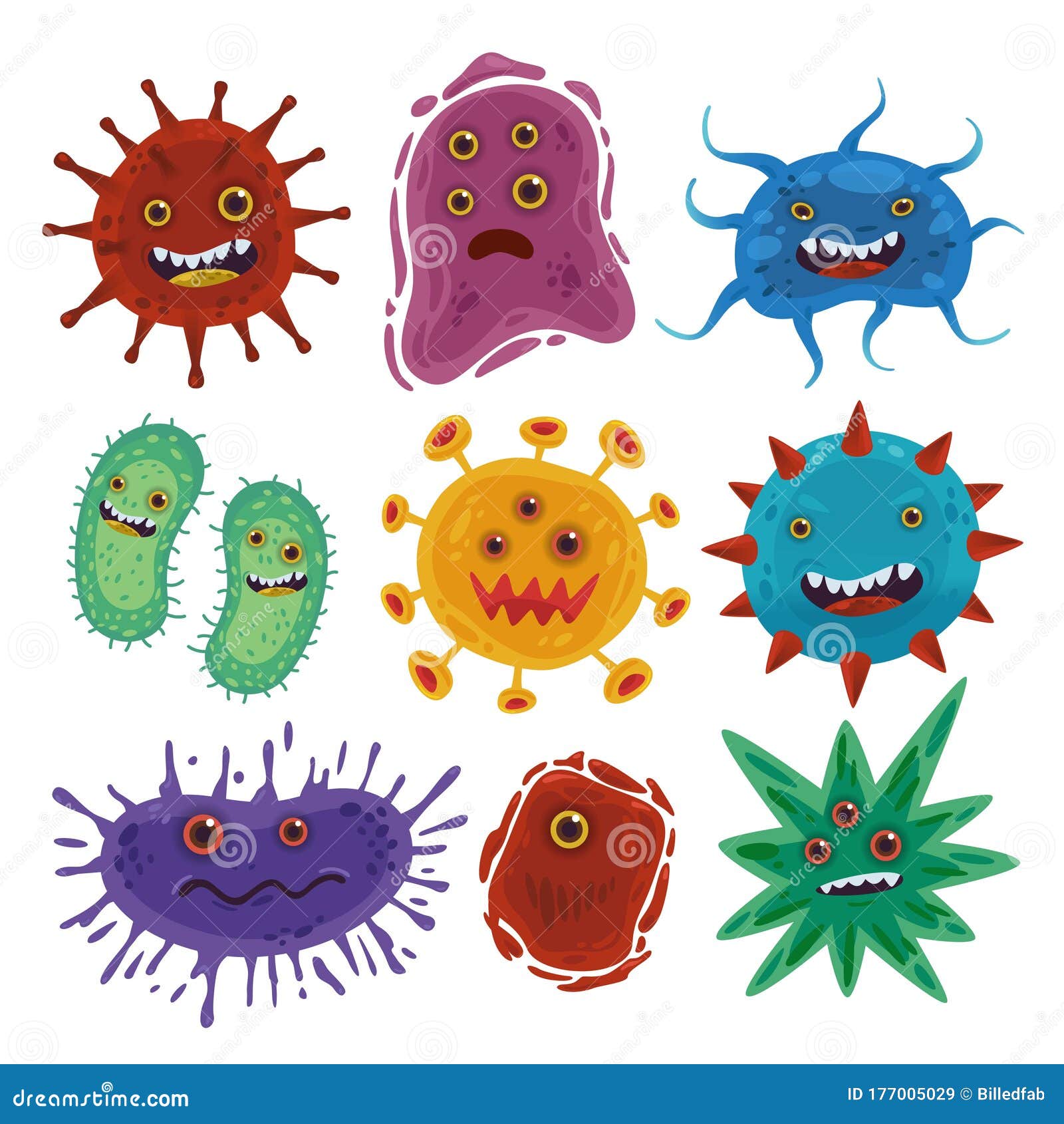 Various Shapes and Colors of Viruses Stock Vector - Illustration of ...
