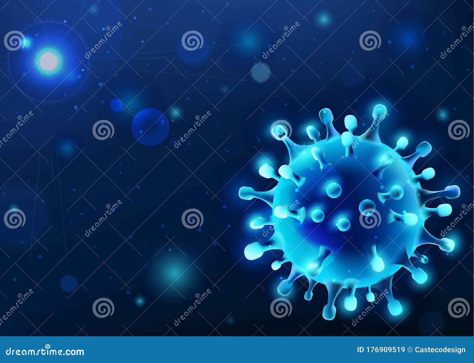Corona Virus Allergy Bacteria Disease Germ in Blue Color Stock Vector ...