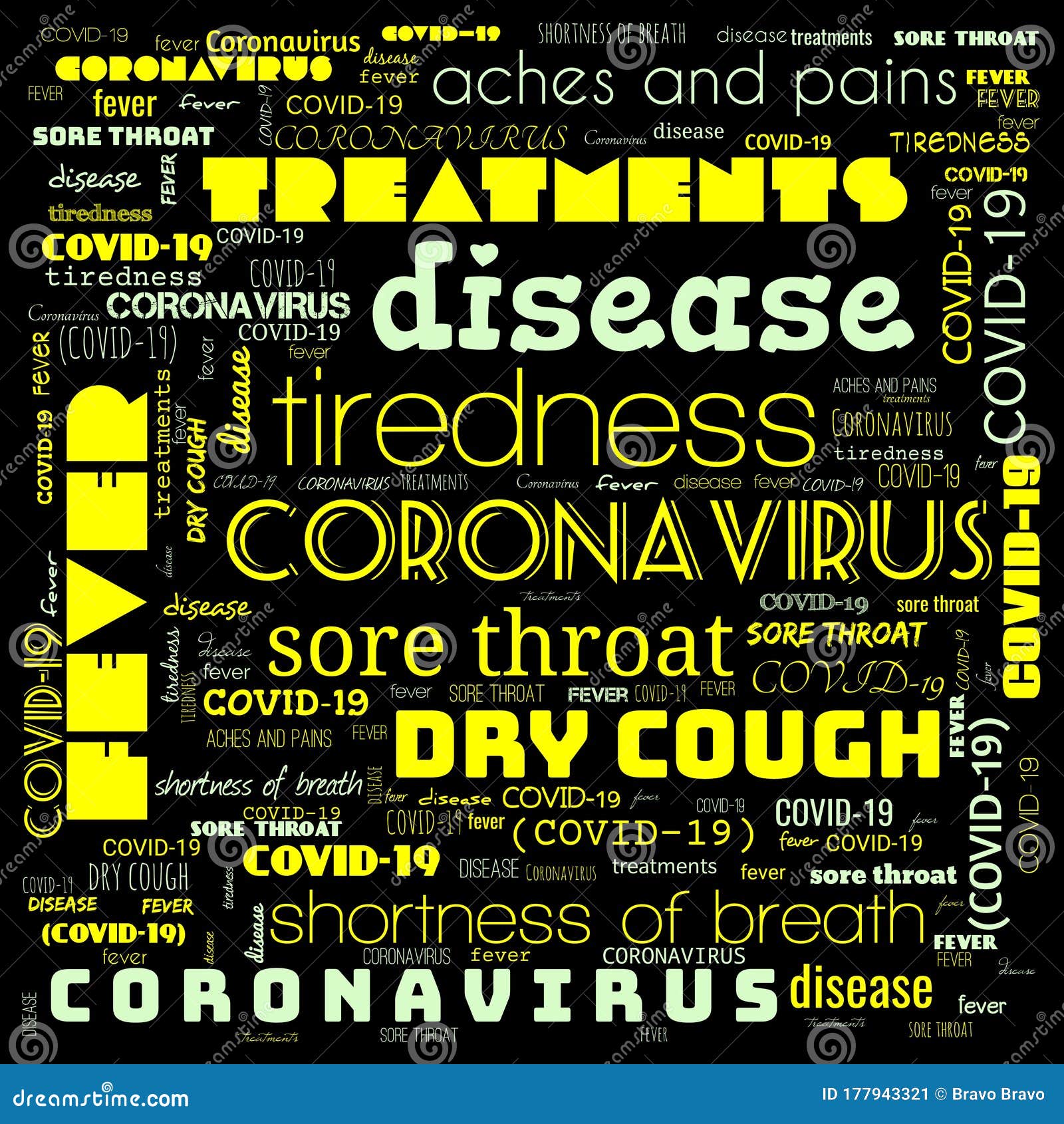 Corona Virus Covid-19 Word Art, Word Cloud Illustration Stock Image ...