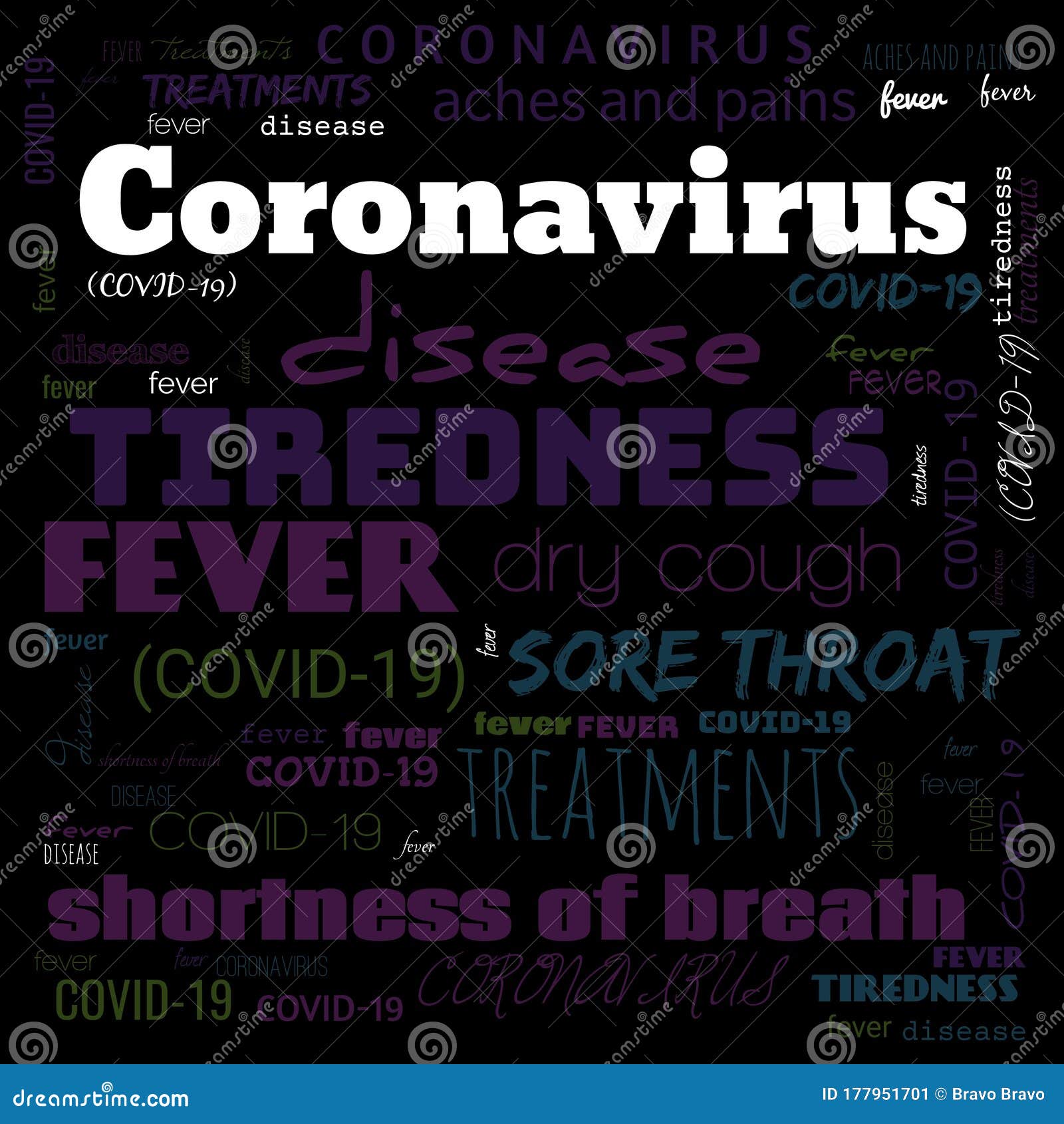 Corona Virus Covid-19 Word Art, Word Cloud Illustration Stock ...