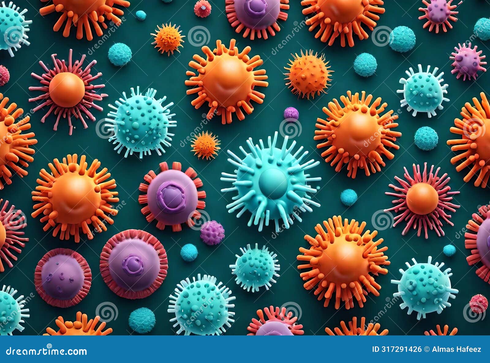 Corona Virus Microorganisms in 3d Render, Abstract Biological Background Stock Illustration ...