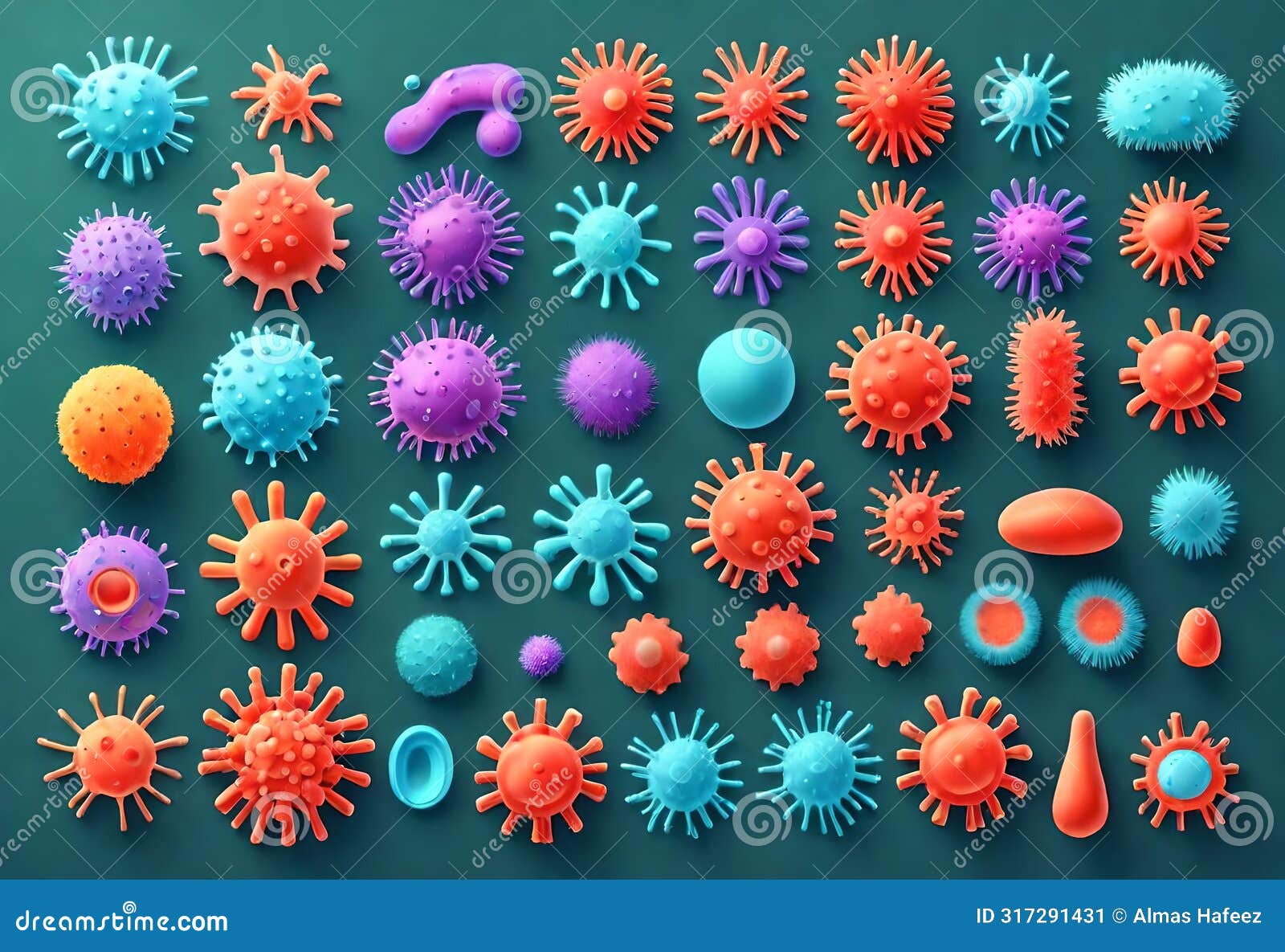 Corona Virus Microorganisms in 3d Render, Abstract Biological Background Stock Illustration ...