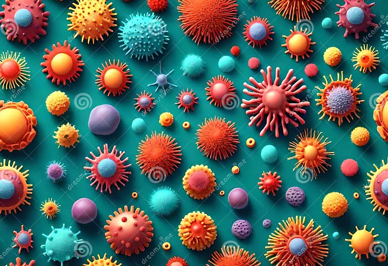 Corona Virus Microorganisms in 3d Render, Abstract Biological Background Stock Illustration ...