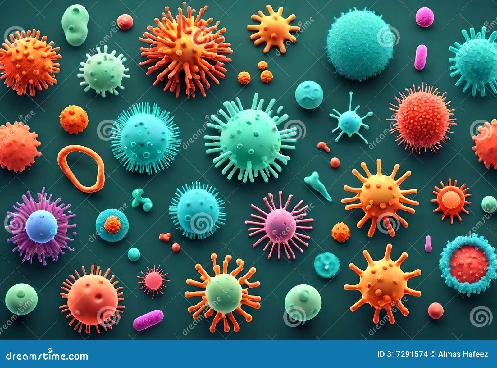 Corona Virus Microorganisms Floating in Abstract Biological Background ...