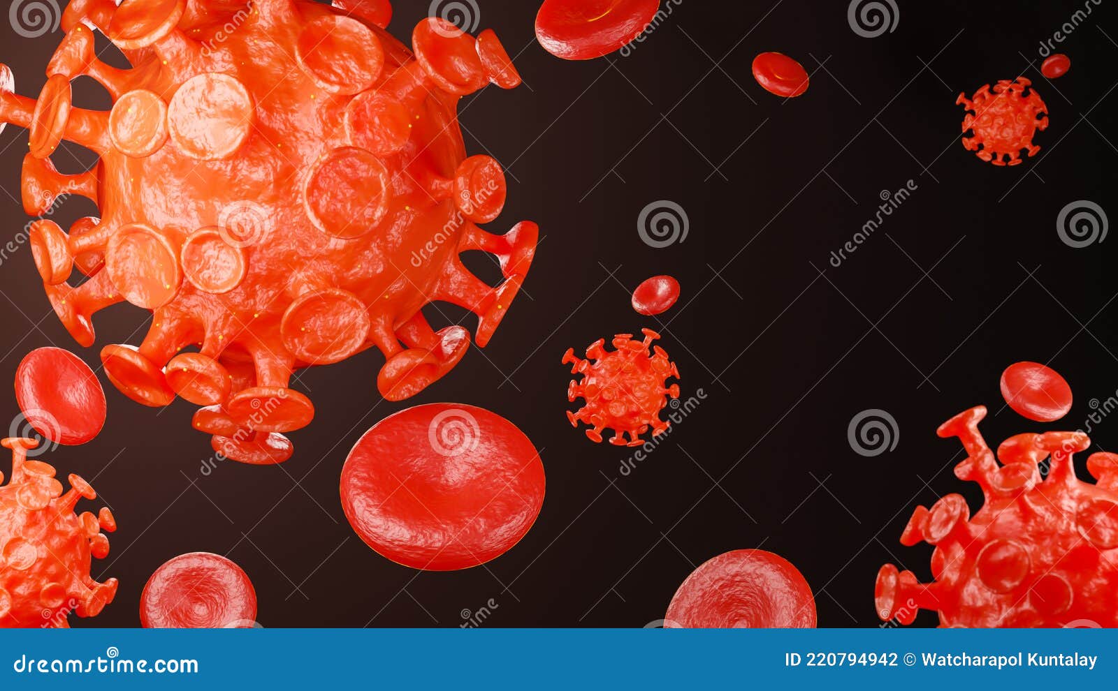 Corona Virus with Red Blood Cells Stock Illustration - Illustration of ...