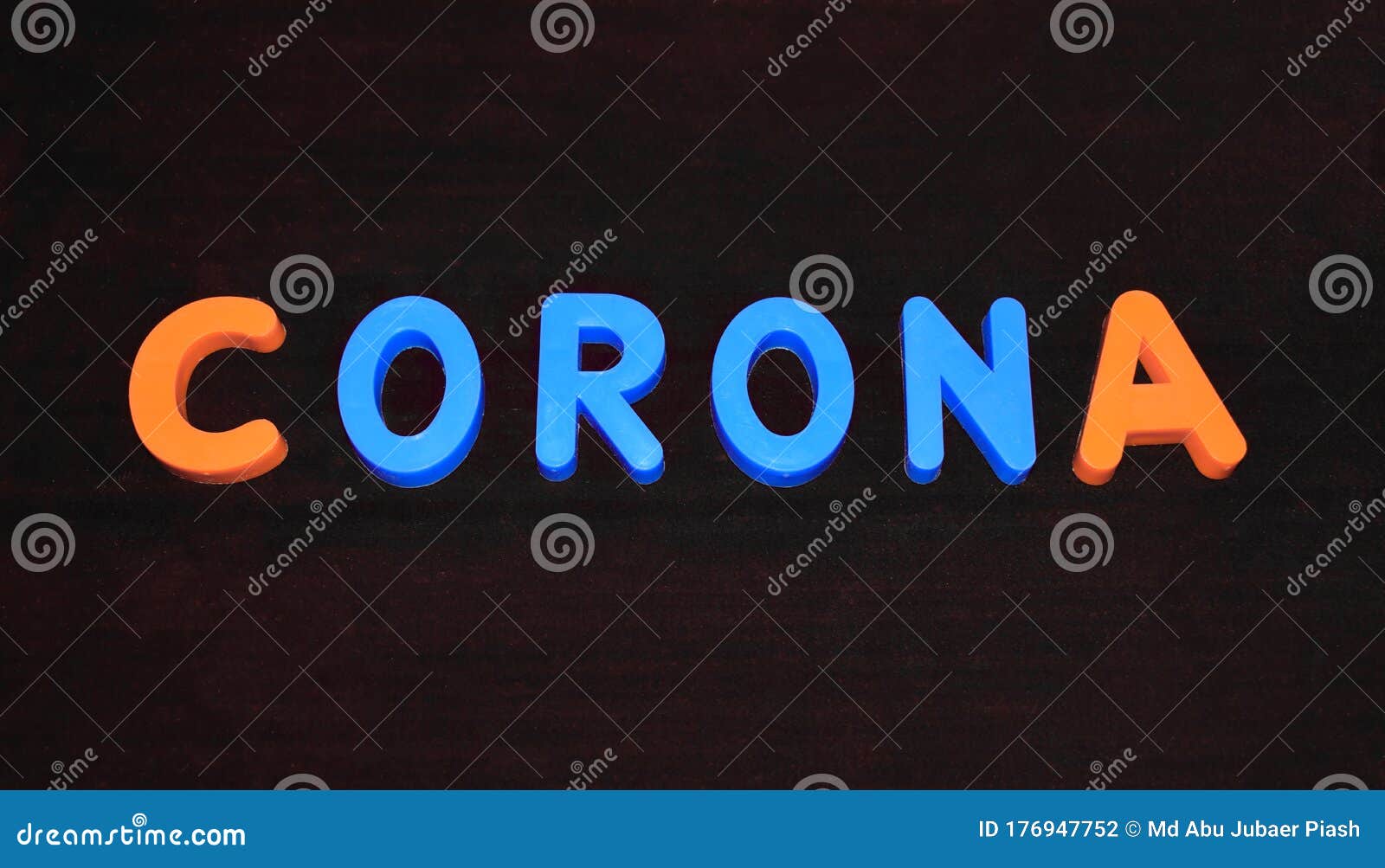 Corona Word Written with Different Colored Letter Blocks on a Dark ...