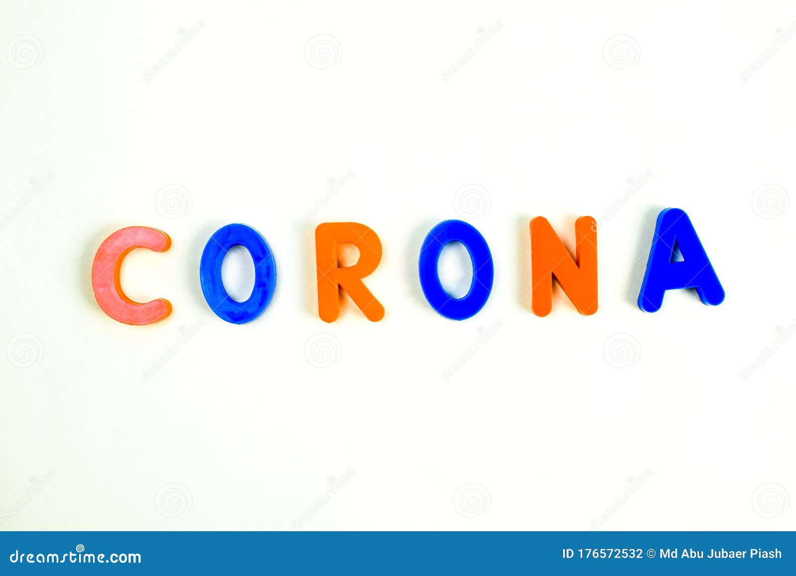 CORONA Word Written in Various Colored Letter Blocks on a White ...