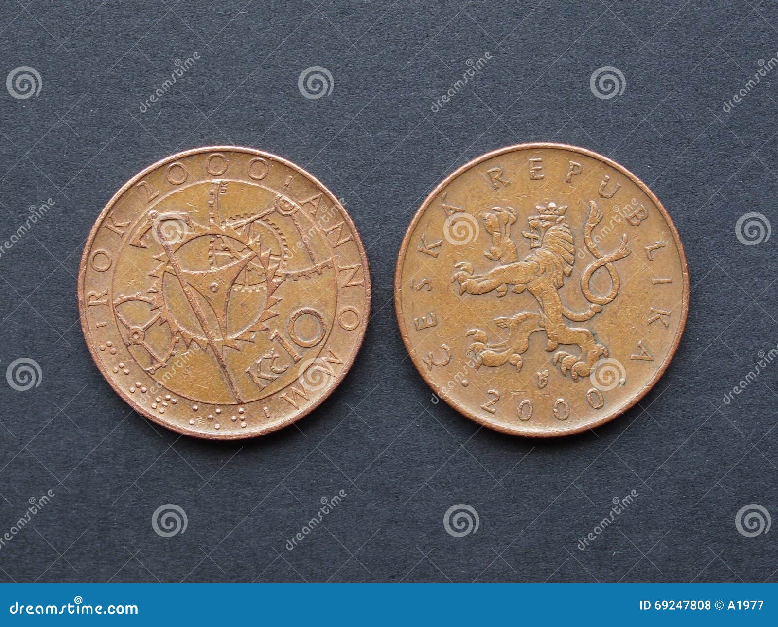 10 Coronas Checas De Moneda Foto de archivo - Imagen de checo, banca ...