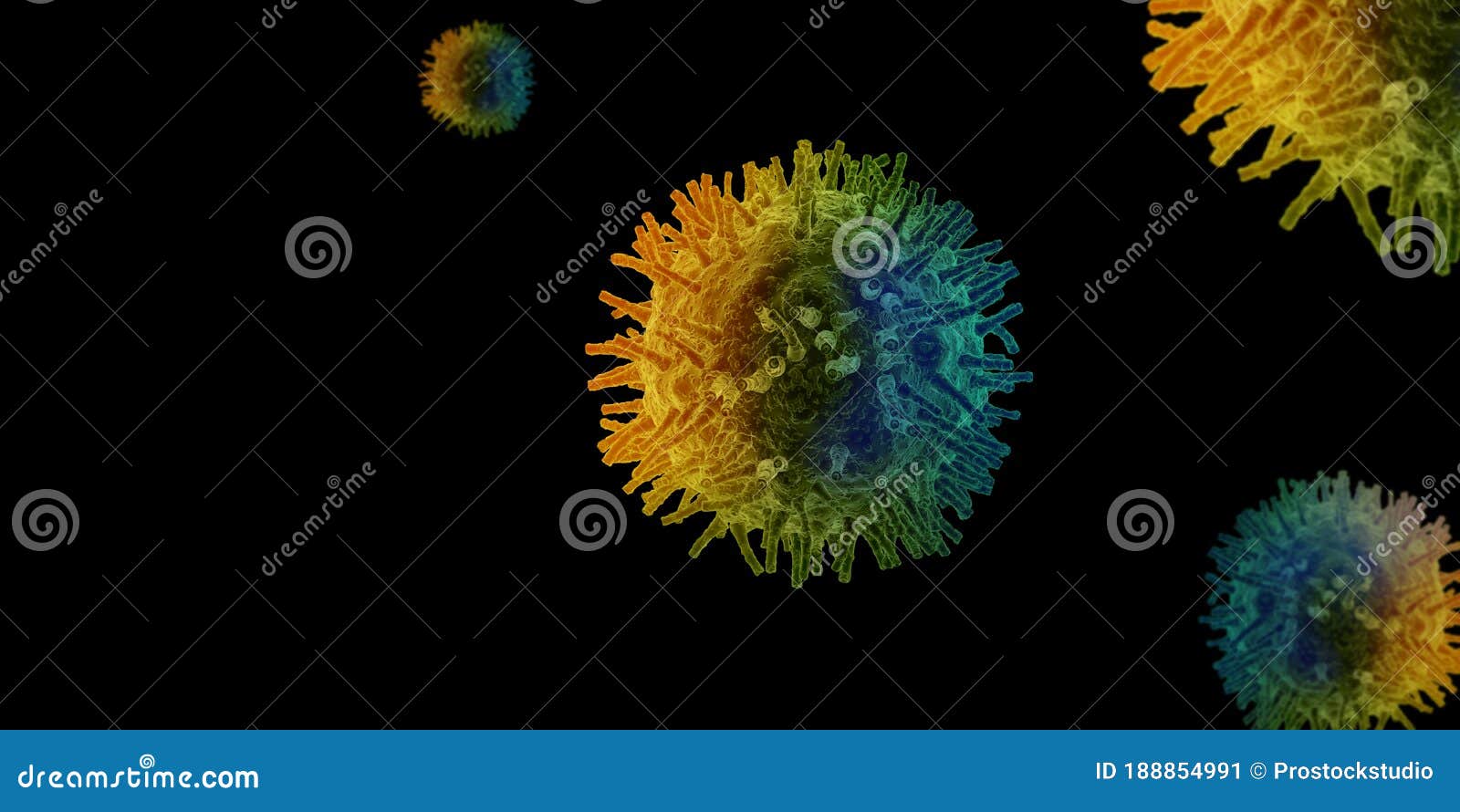 Coronavirus Alert. Pathogenic Cells Under Microscope, Black Background ...
