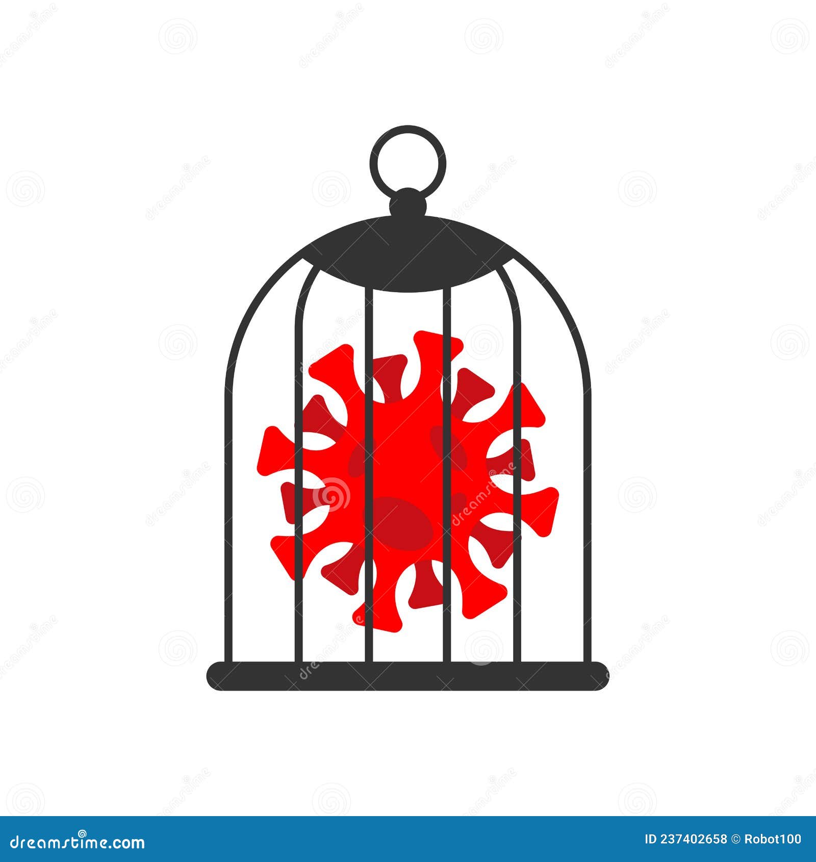 Coronavirus in Cage. Red Virus Behind Bars Stock Vector - Illustration ...