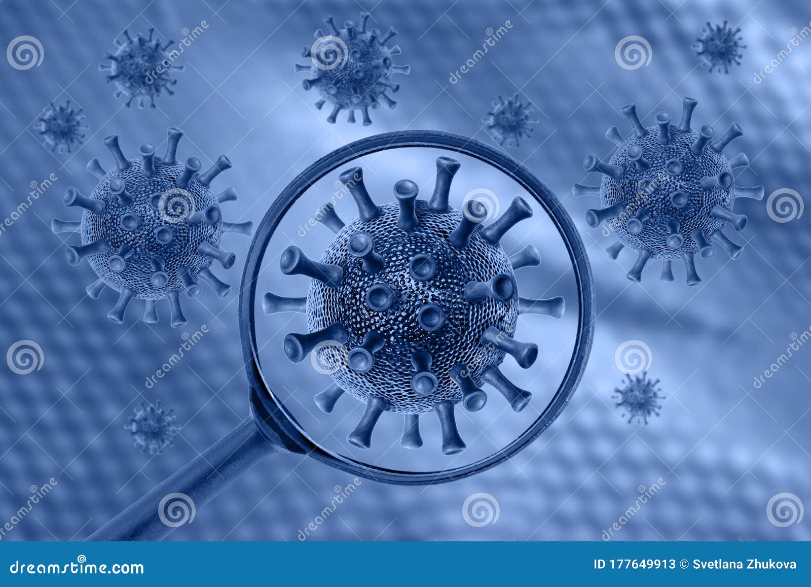 Coronavirus Cell View through a Magnifying Glass Stock Image - Image of ...