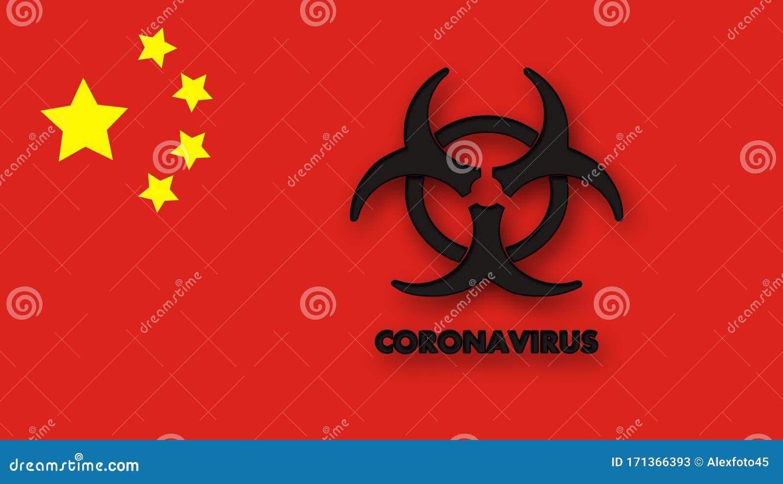 Coronavirus. on the Chinese Flag is a Biohazard Sign Stock Illustration ...